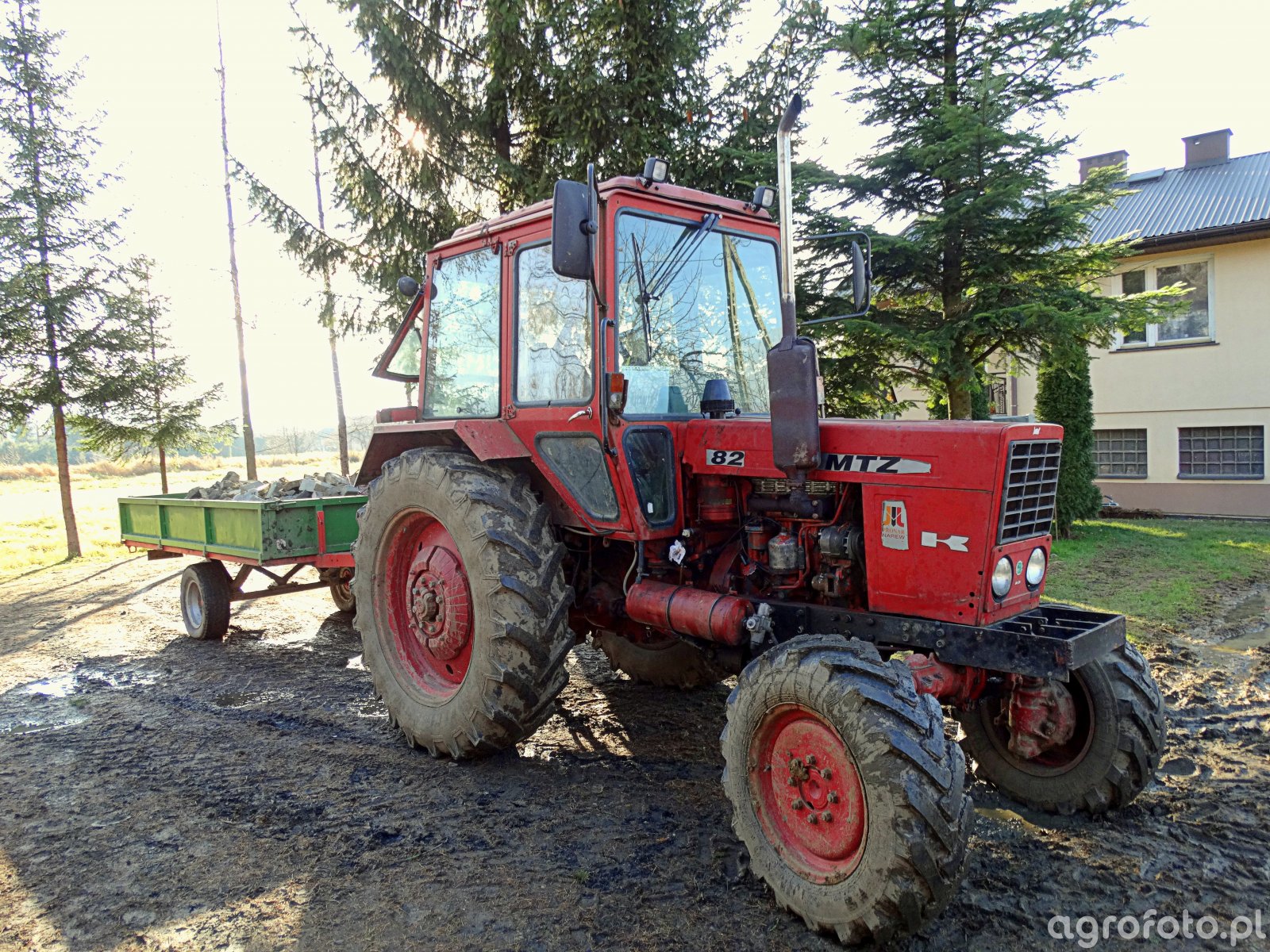 Fotografia traktor MTZ 82 & Przyczepa id:713685 - Galeria rolnicza agrofoto